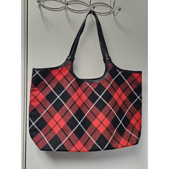 Victoria's Secret | Bags | Victorias Secret Red Black Plaid Tote Bag Vs ...
